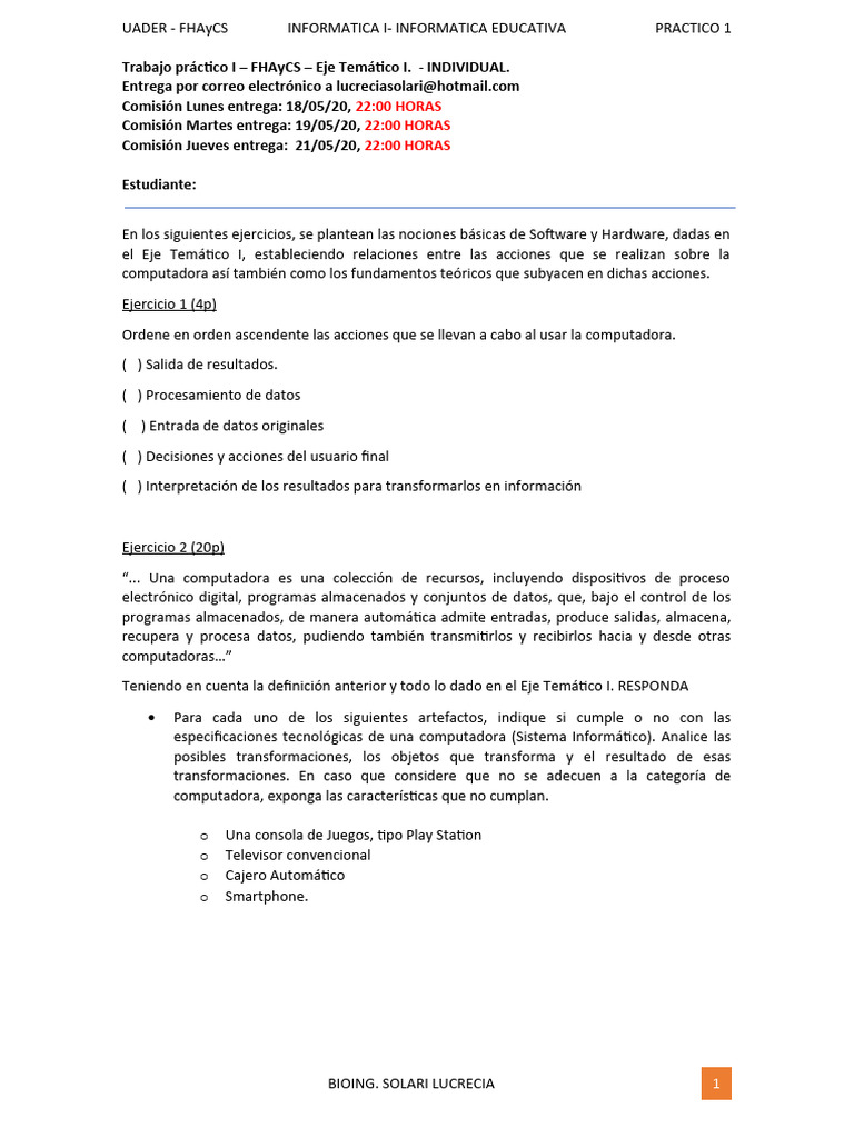 TP1 HS Guia 2020 | PDF | Hardware de la computadora | Informática