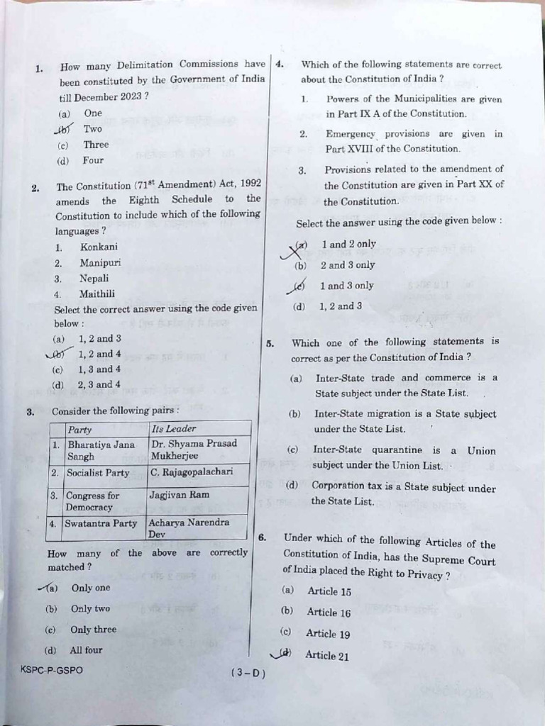 Upsc Prelims 2024 Gs Set d | PDF