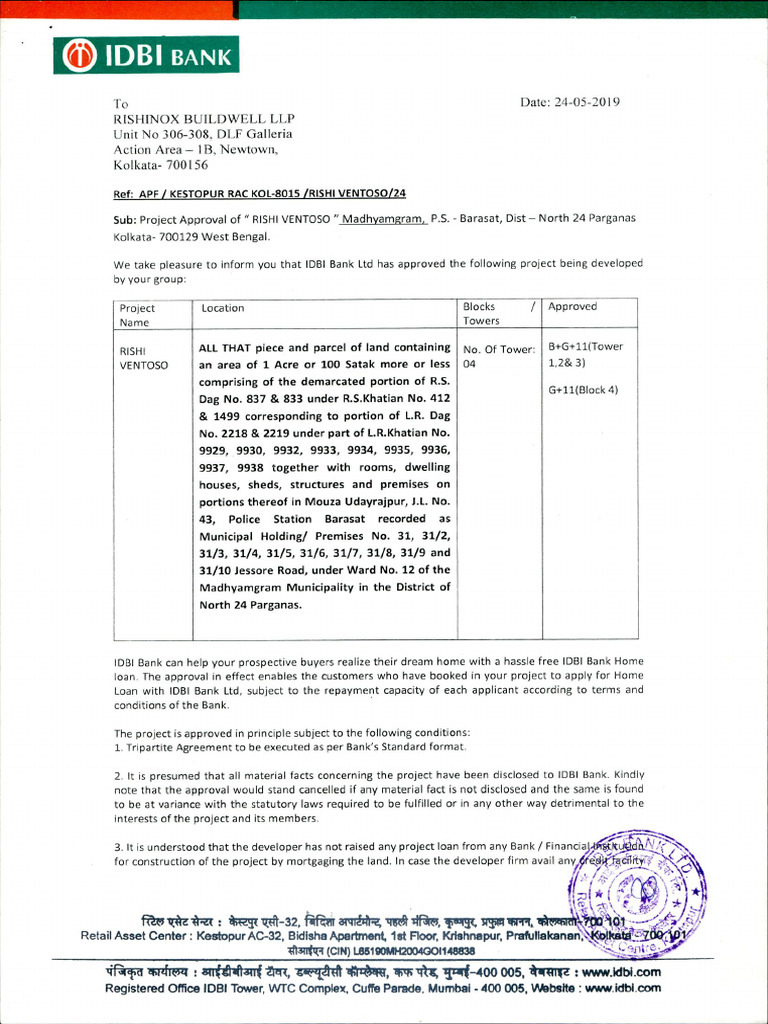 Approval Letter IDBI Bank | PDF | Banks | Payments