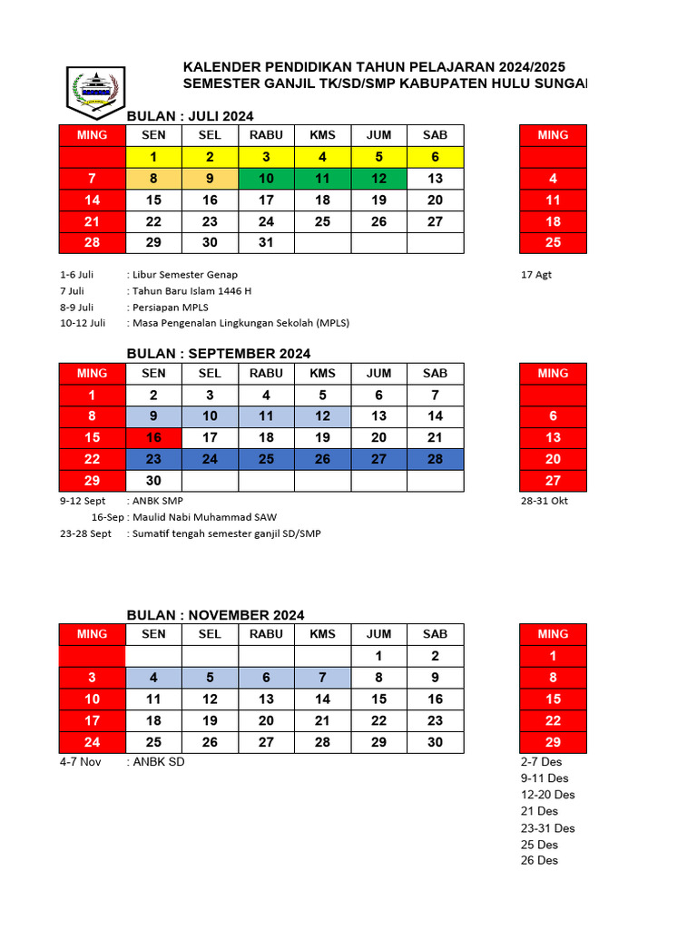 Kaldik 2024-2025 - HSS | PDF