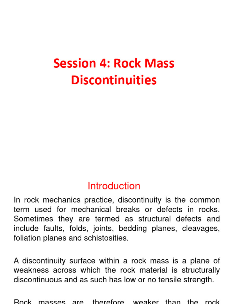 Discontinuities in Rock and Rock Mass - Characherization | PDF ...