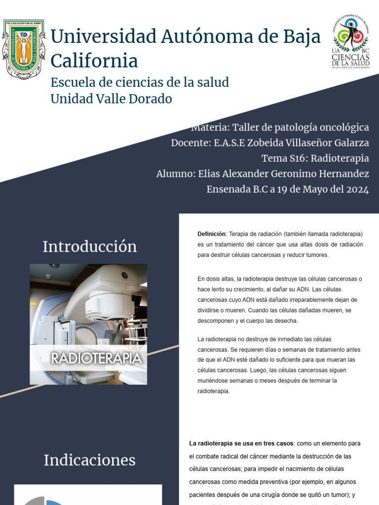 S16- Radioterapia-E. Alexander Geronimo Hdz-8vo-2024-1 | Descargar gratis PDF | Terapia de ...