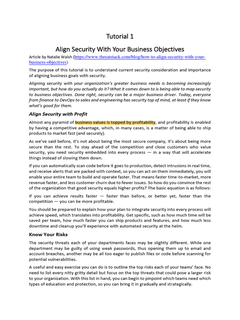 Tutorial 1 | PDF | Computer Security | Security