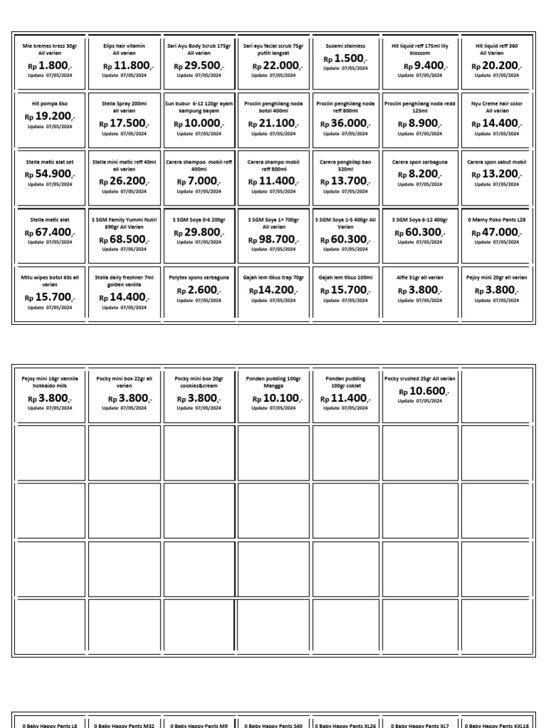 Perubahan Harga 07052024 | PDF | Vanilla | Pollination
