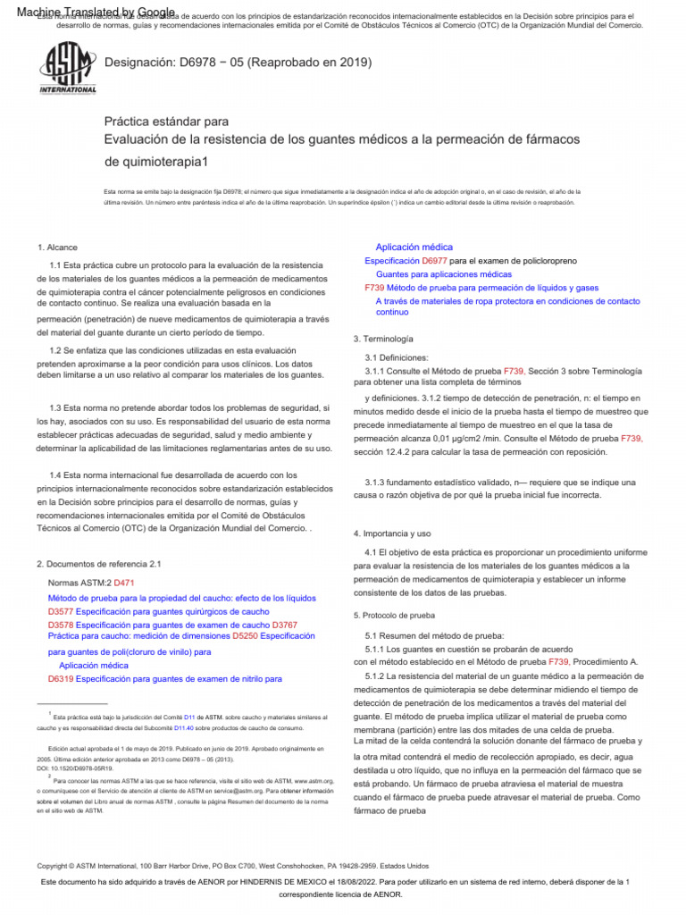 ASTM D6978 05 Español | PDF | Medicamentos con receta | Concentración