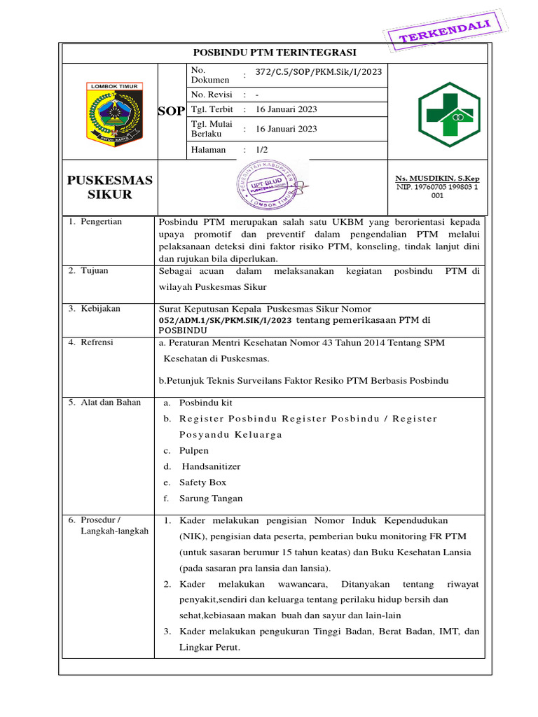 Sop Posbindu Terintegrasi | PDF