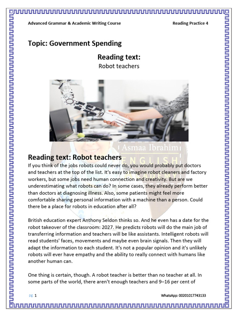 Reading Practice 4 With Answers | PDF | Robot | Robotics
