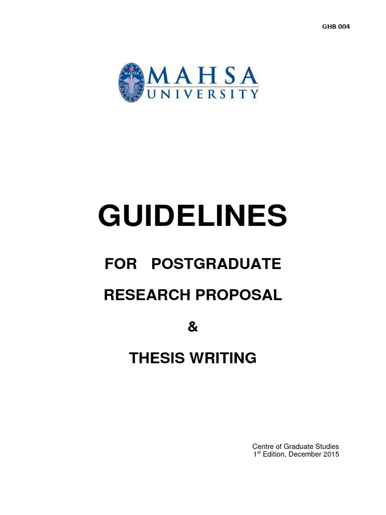 Guidelines For Postgraduate Research Proposal & Thesis Writing | PDF ...