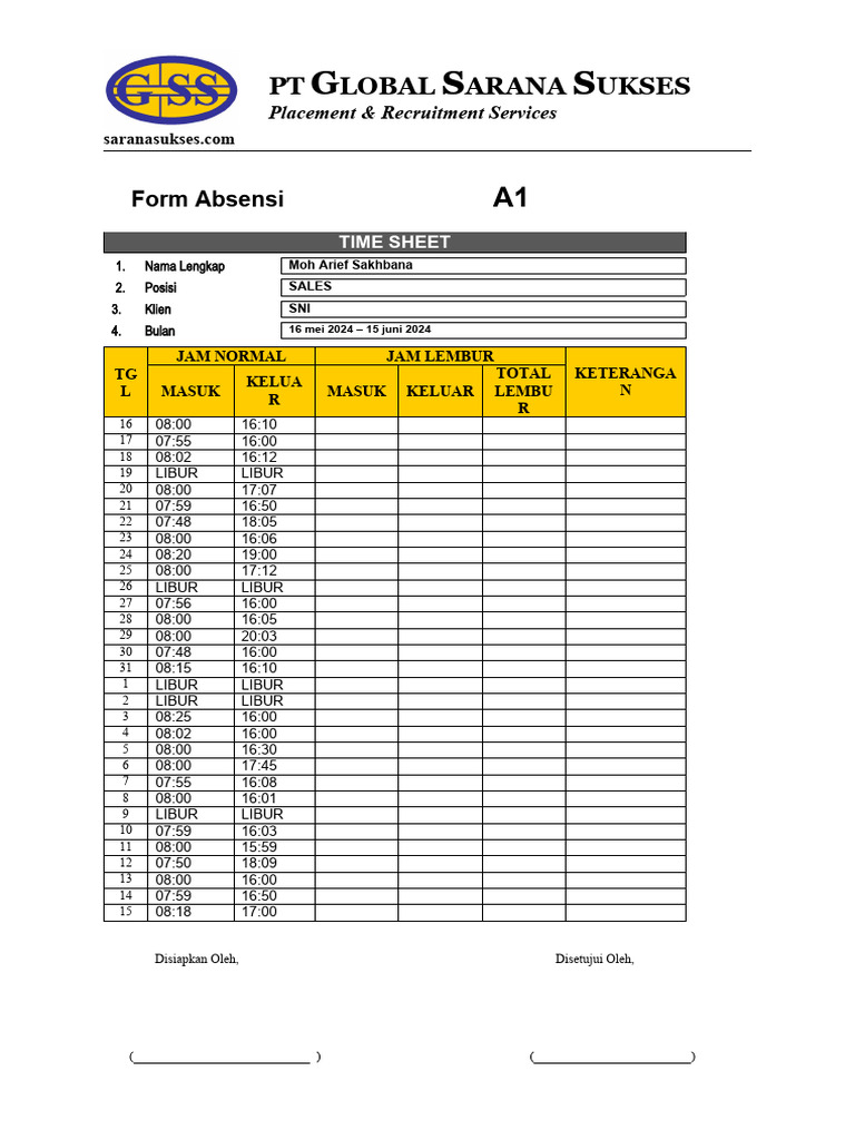 Form Absensi Blank | PDF