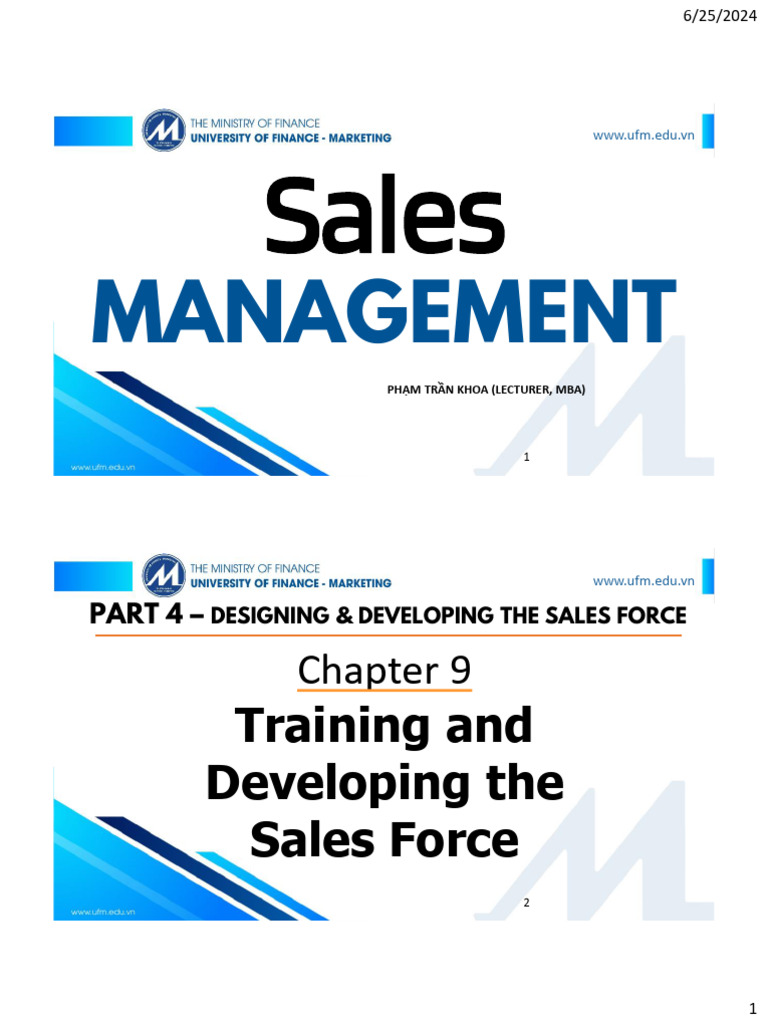 SalesManagement - Chap9 - Pham Tran Khoa | PDF | Sales | Learning
