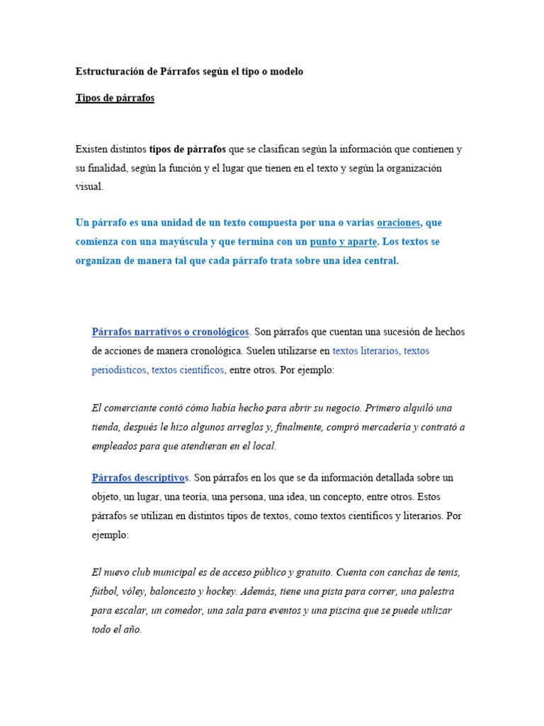 Tipos de Párrafos GUIA | PDF | Entorno natural | Información