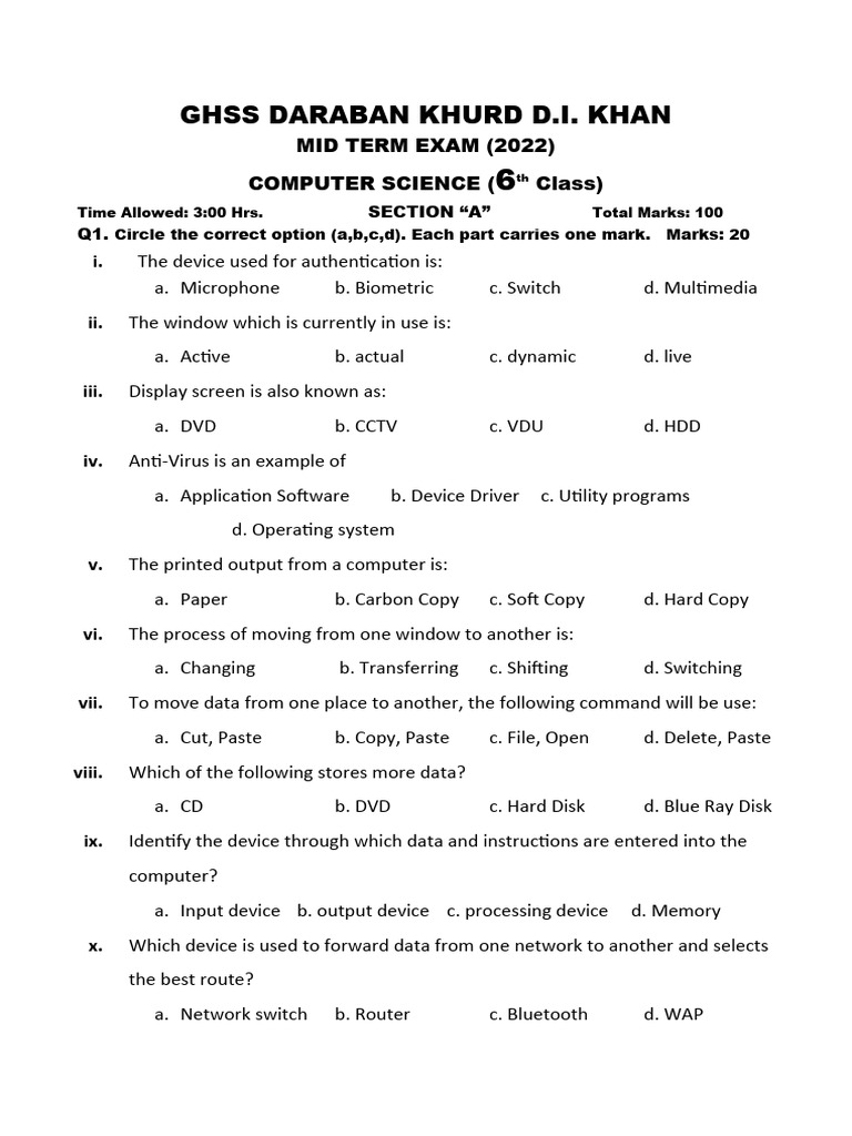 6th Computer | PDF | Operating System | Computer Data Storage