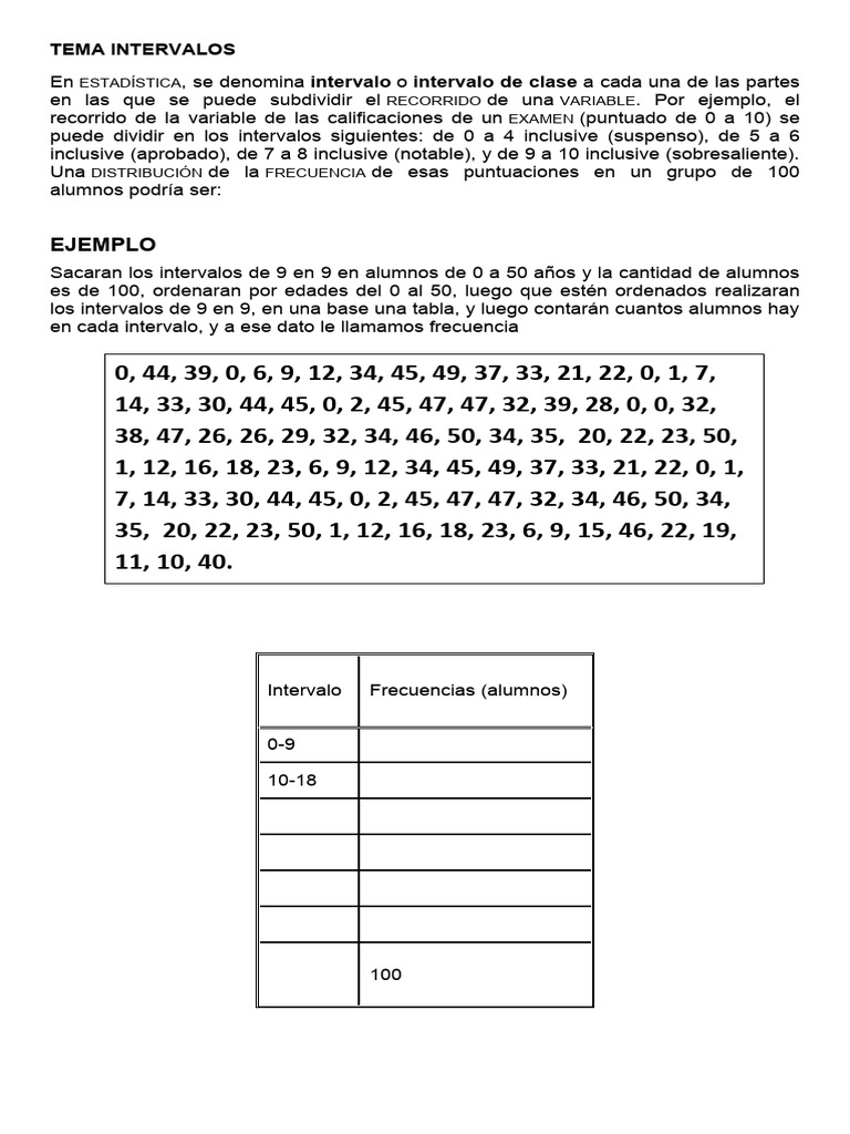 Ejercicio Intervalos | PDF