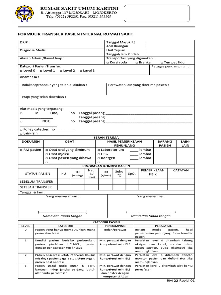 R1-Formulir Transfer Internal RSUK | PDF