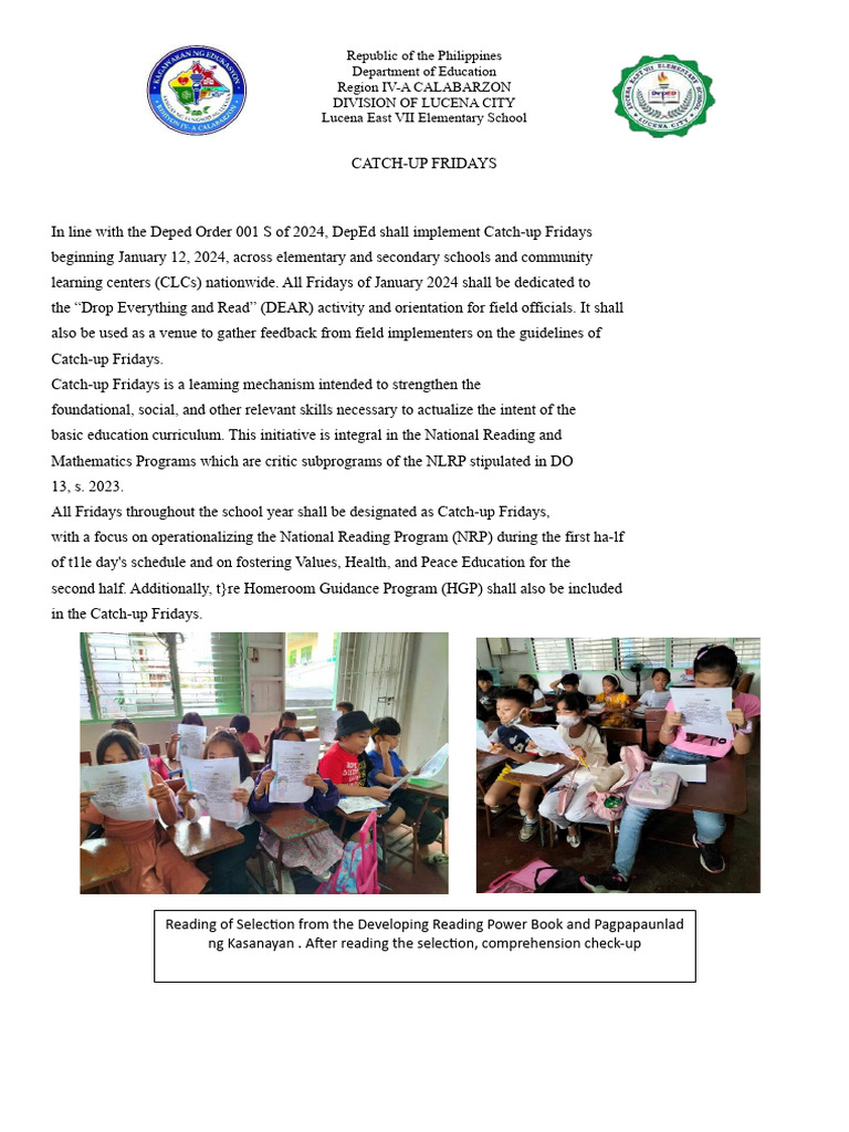 Docu Catch Up Fridays | PDF | Teachers | Pedagogy