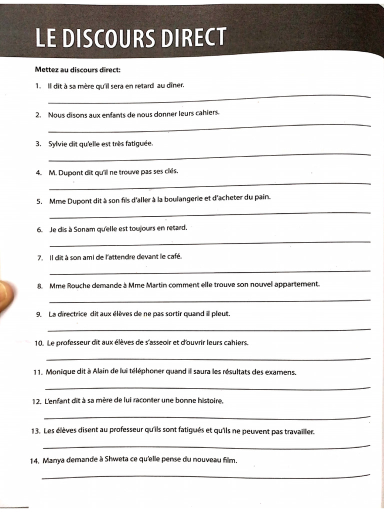 Discours direct indirect (2) CLASS 10 CBSE | PDF