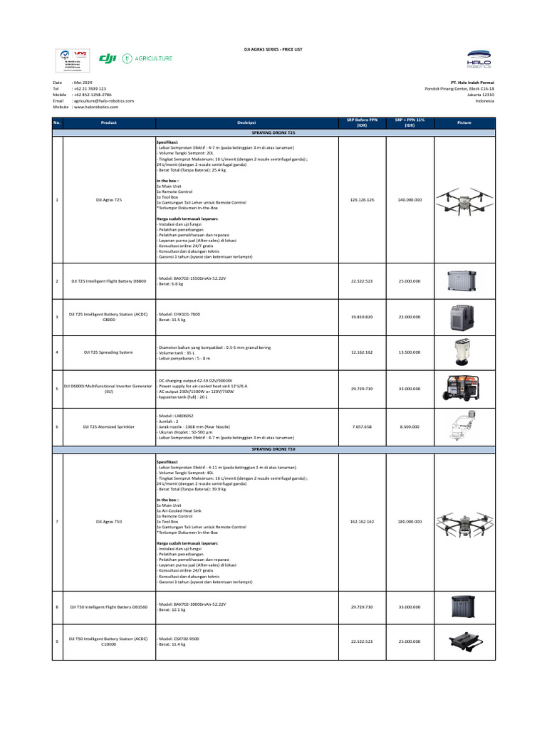 Master Price List t25 & t50 Mei 2024 - Agras | PDF | Electrical Engineering