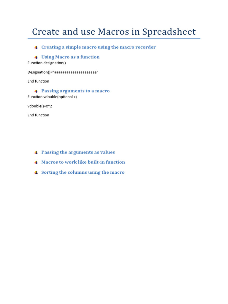 Create And Use Macros In Spreadsheet Pdf
