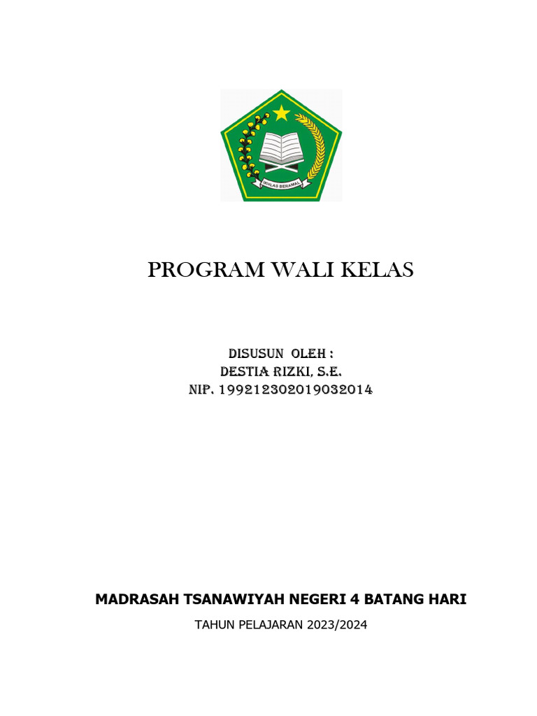 1 PROGRAM KERJA WALI KELAS 7b 2023 2024 | PDF