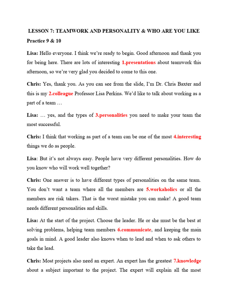 Lesson 7 - Practice 9&10-Key | PDF