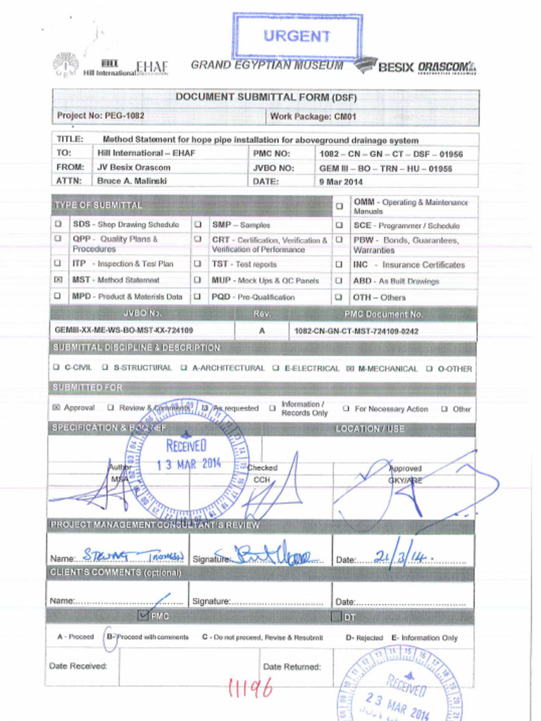 Method Statement For Hdpe Pipe Installation For Aboveground Drainage ...