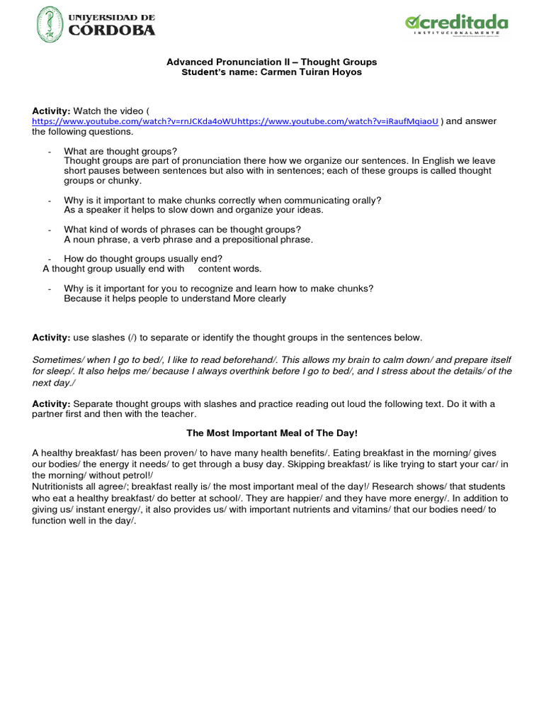 Mastering Thought Groups in English | PDF | Career & Growth