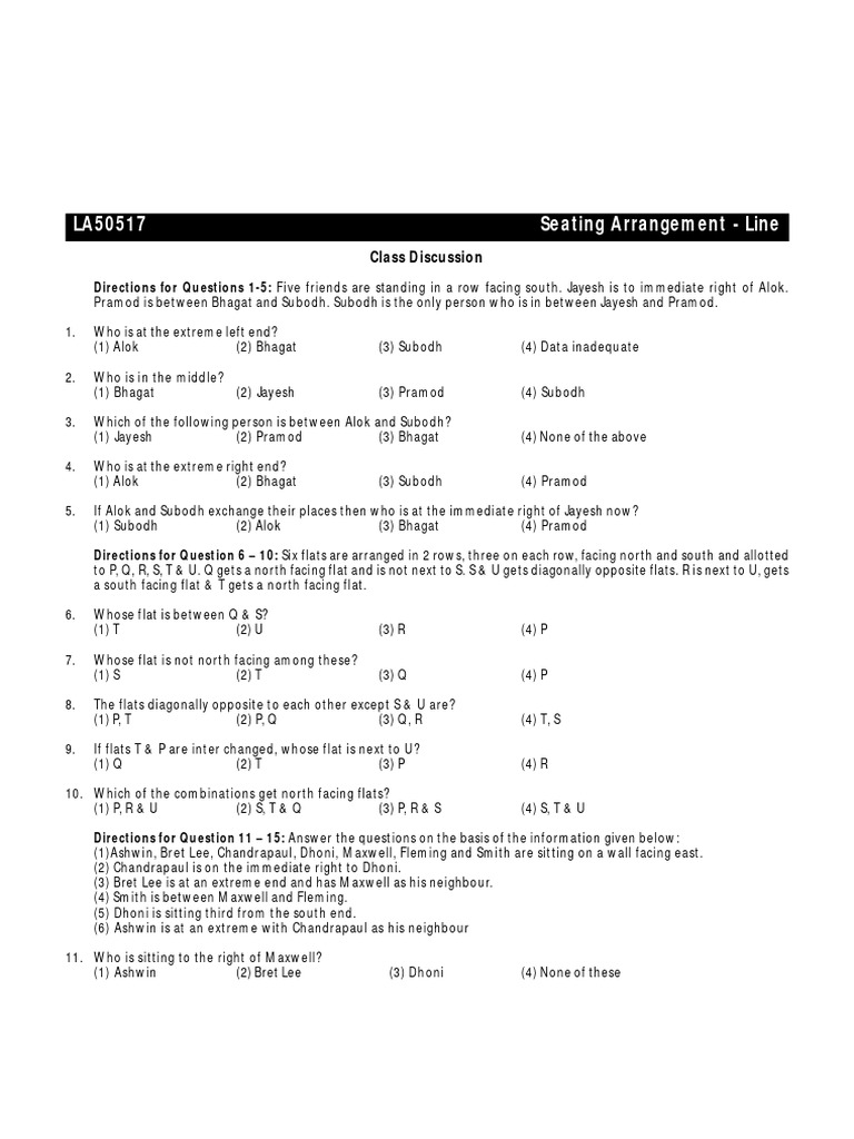 Seating Arrangements - Linear | PDF