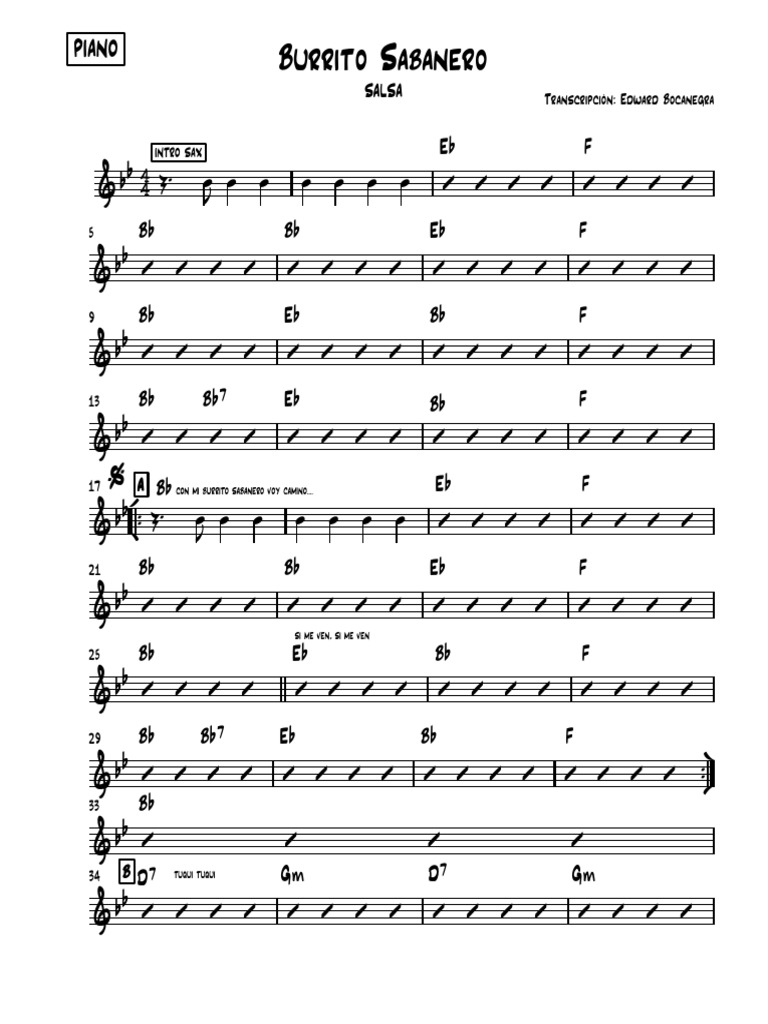 Burrito Sabanero - Full Score | PDF
