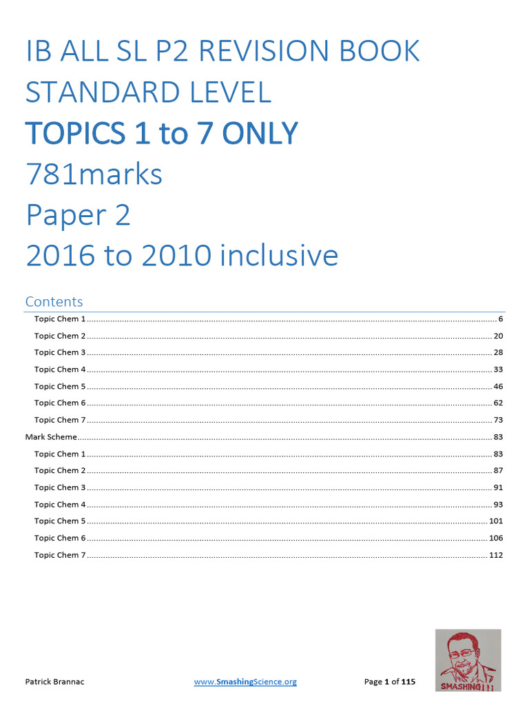 IB 1to7 SL EQ 16w To 10s Revision Book P2A&B NEW 4students 2PgsPS WithWM v3 | PDF | Educational ...