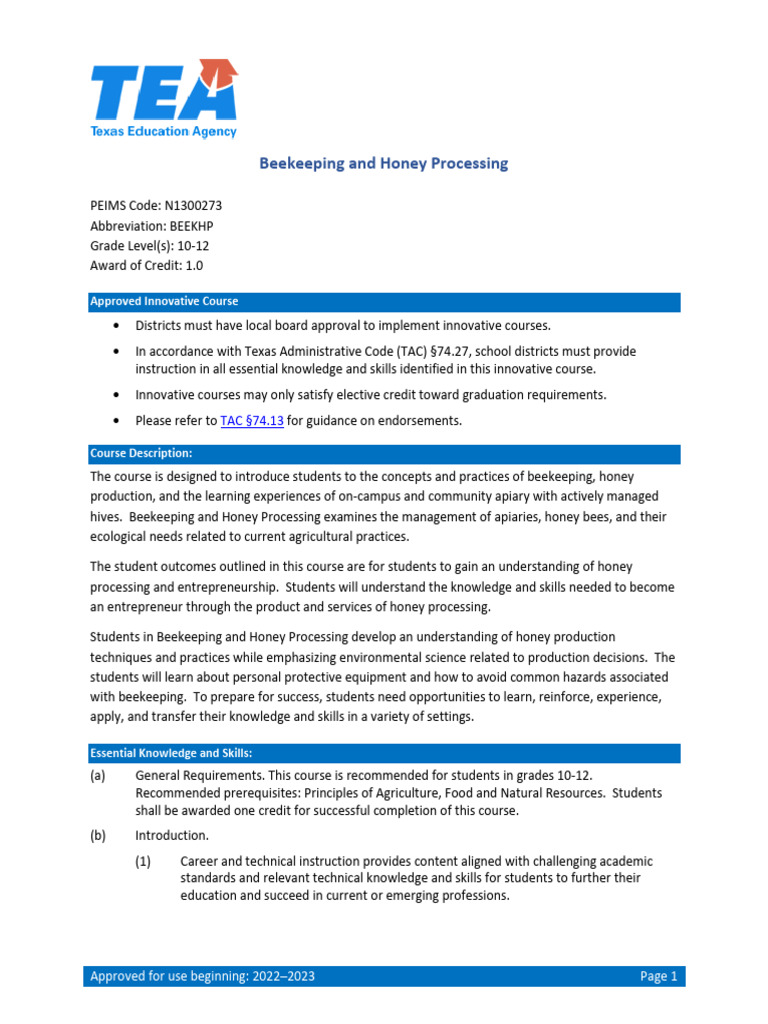 Beekeeping and Honey Processing 2022 | PDF | Beehive | Honey Bee
