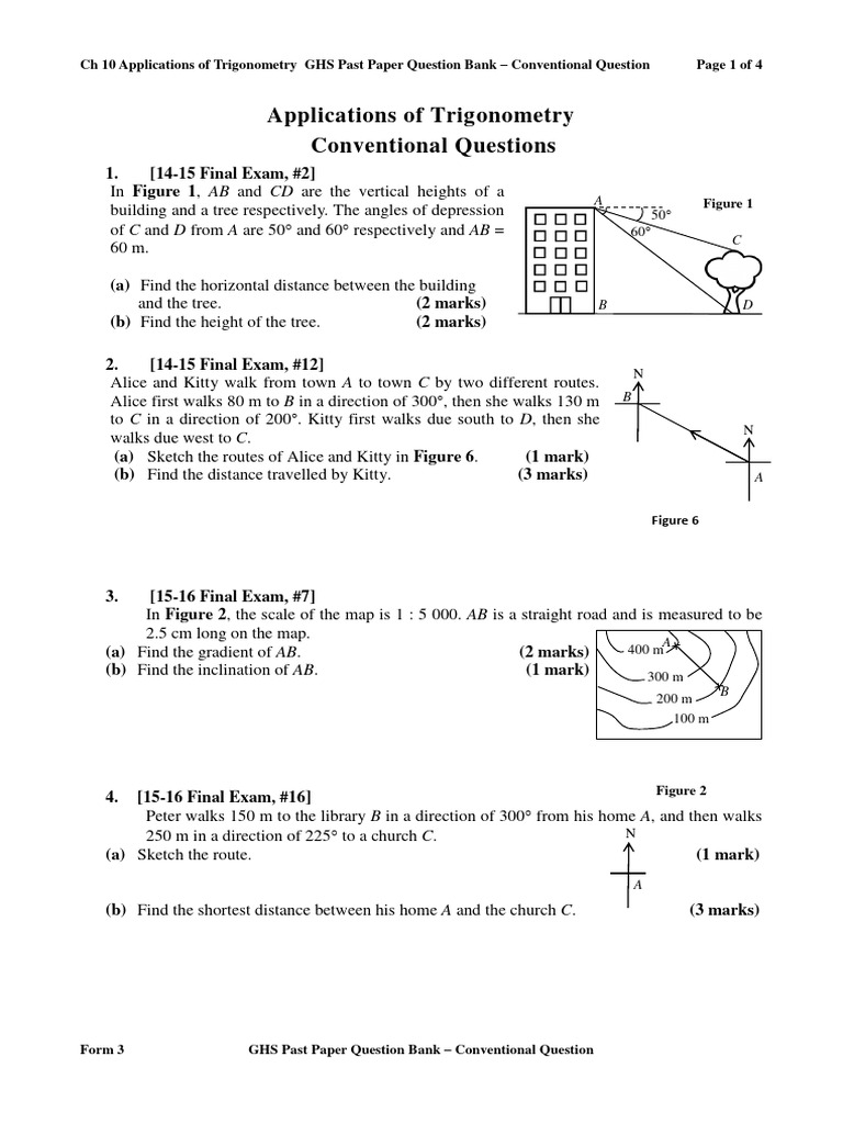 (14-19) 3B-Ch.10-Applications of Trigonometry - CQ | PDF | Slope