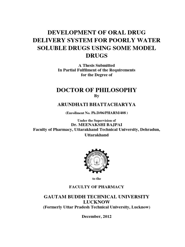 Thesis | PDF | Pharmaceutical Formulation | Solubility