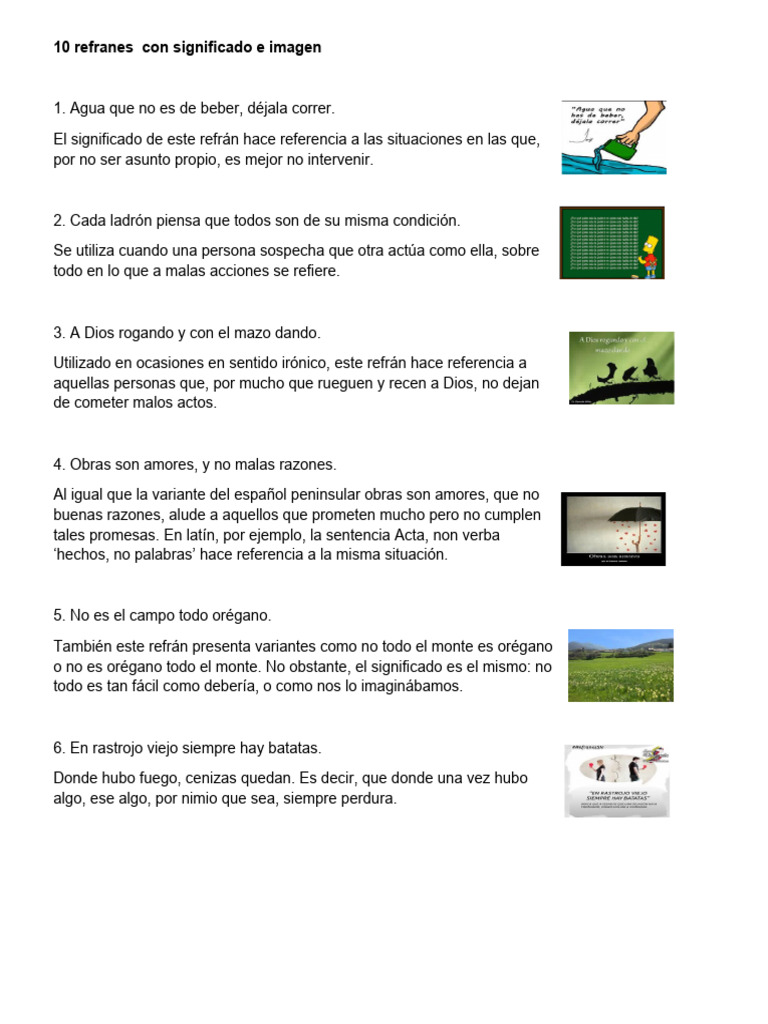 15 Refranes Con Imagen | PDF
