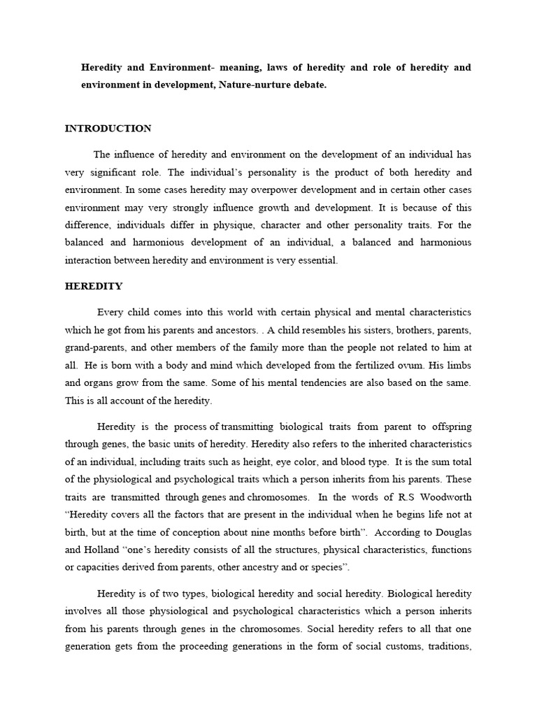 Heredity vs. Environment in Development | PDF | Heredity | Biology
