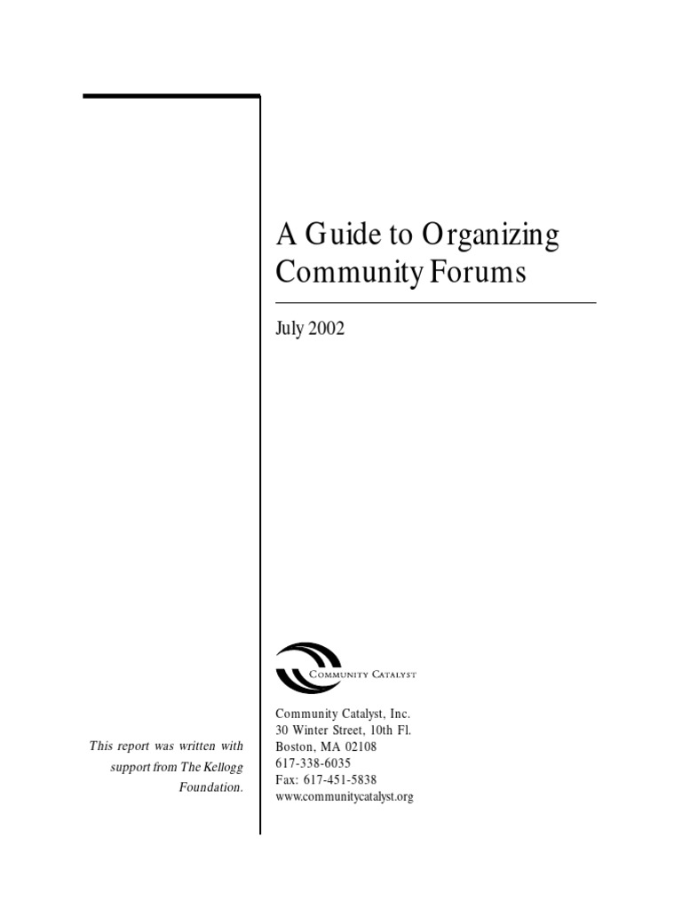 A Guide To Organizing Community Forums Jul02 Pdf Target Audience
