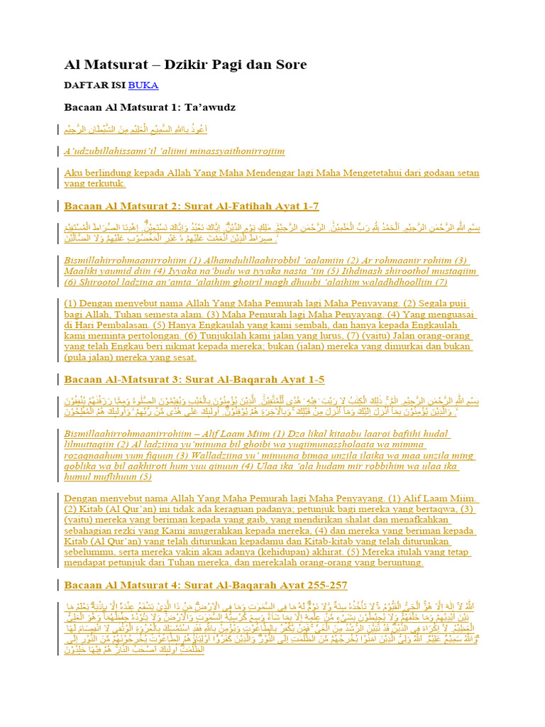 Al Matsurat: Dzikir Pagi Sore Guide | PDF