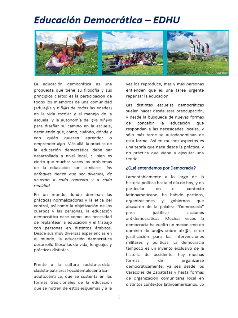 Educacion Democratica - EDHU.Nitsan Perets.2017.fotos | PDF ...