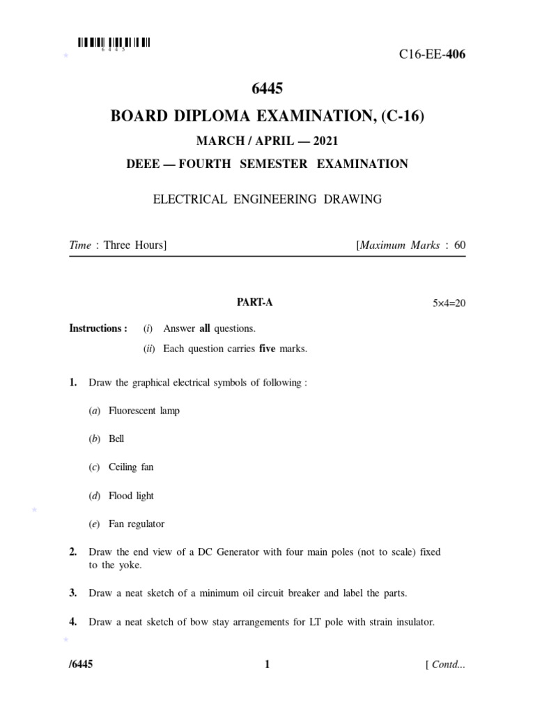 Electrical Engineering Drawing Exam Guide | PDF | Electrical ...
