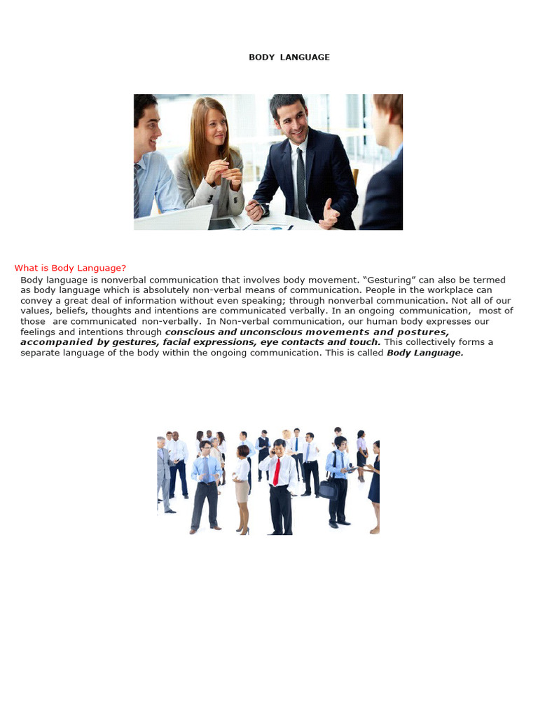 Body Language | PDF | Body Language | Nonverbal Communication