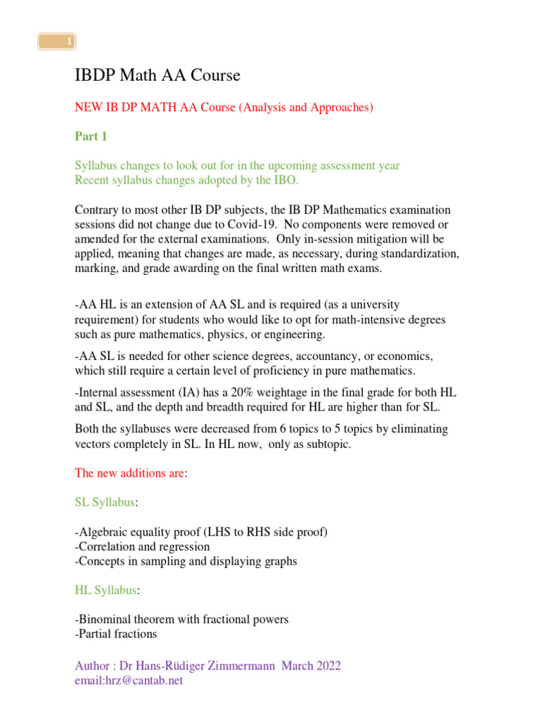 IBDP Math AA Overview Exam Tips | PDF | Equations | Mathematics