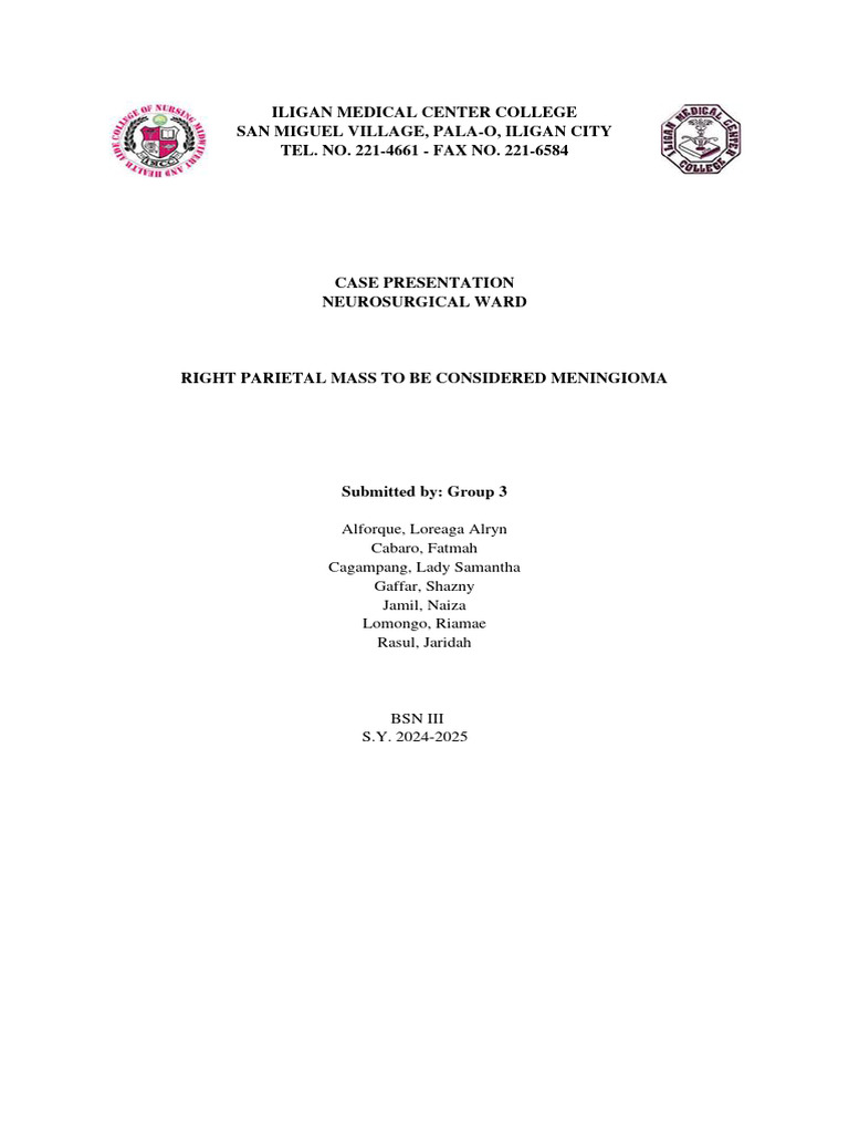 Grp 3 Neuro Case Study | PDF | Nervous System | Spinal Cord