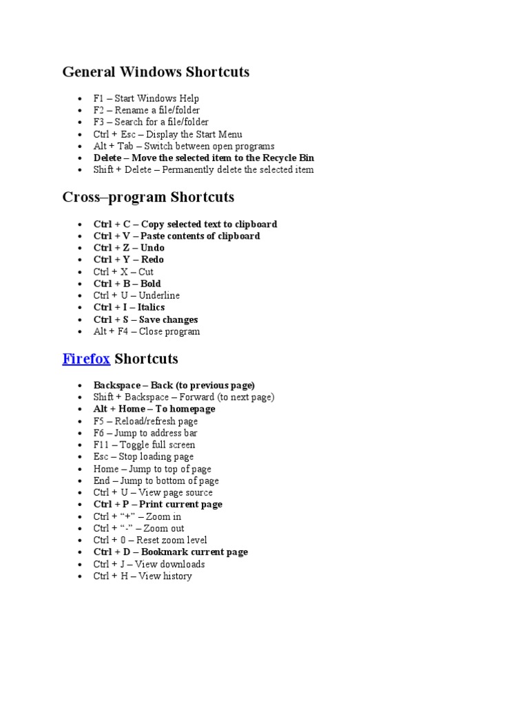 Windows Shortcuts | PDF | Human–Computer Interaction | System Software