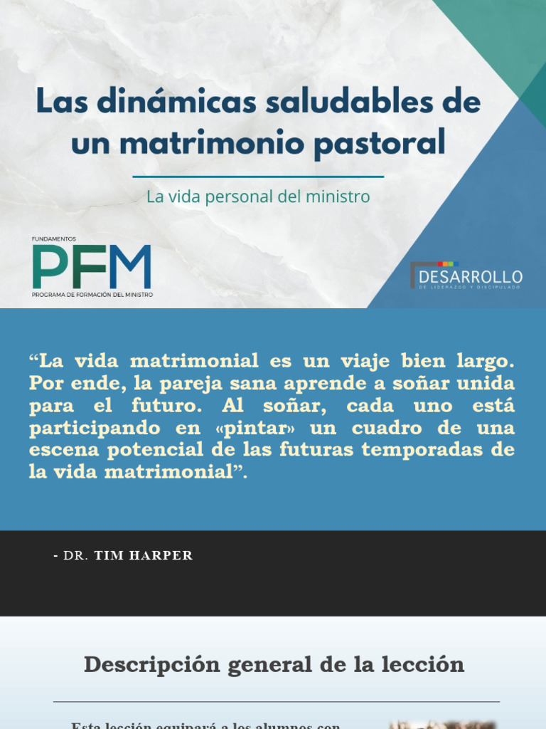 Lección 5 Las Dinámicas Saludables de Un Matrimonio Pastoral | PDF | Matrimonio | Biblia