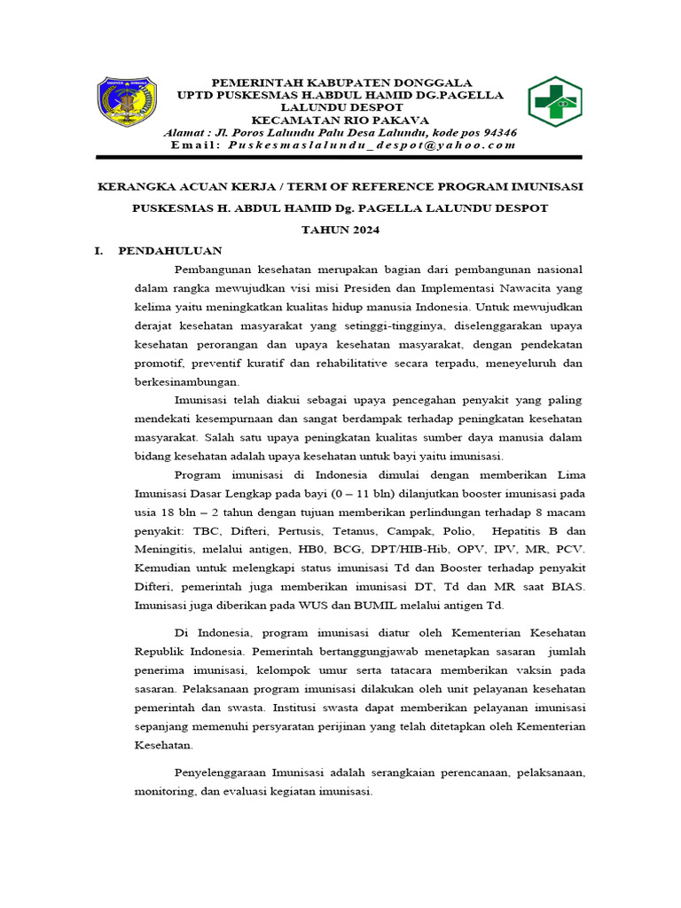 Kak Dan Tor Imunisasi | PDF