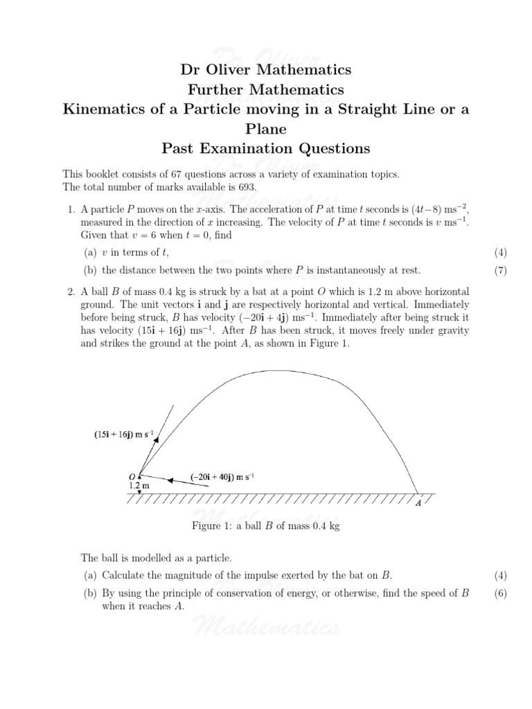Further Kinematics Questions Olivier From Reading School | PDF ...