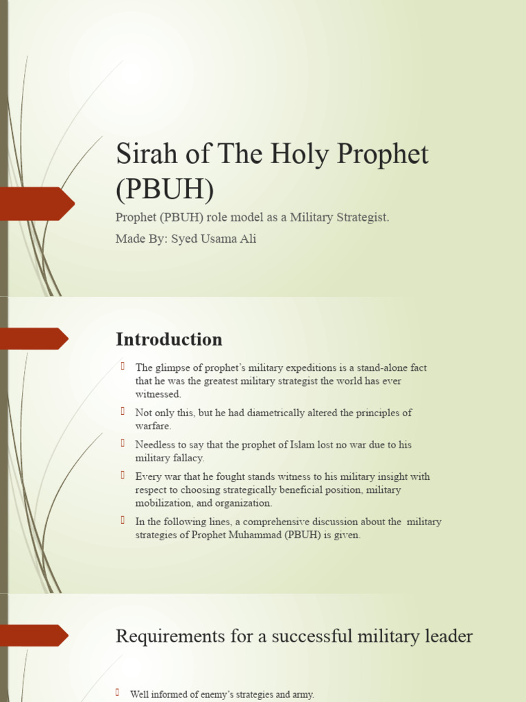 Prophet (PBUH) As Military Strategist | PDF | Muhammad | Prophets And ...