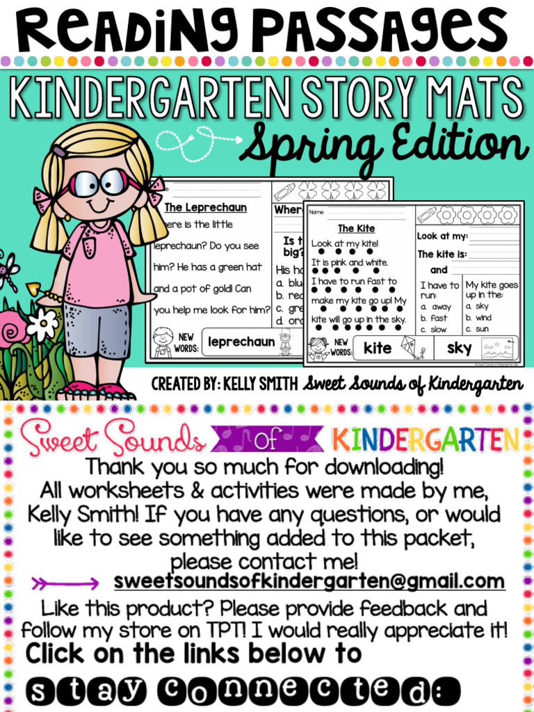 Kindergarten Reading Comprehension Passages Spring | PDF | Language ...