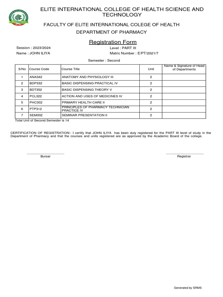 Course Form - SECOND SEMESTER, 2023 - 2024 | PDF