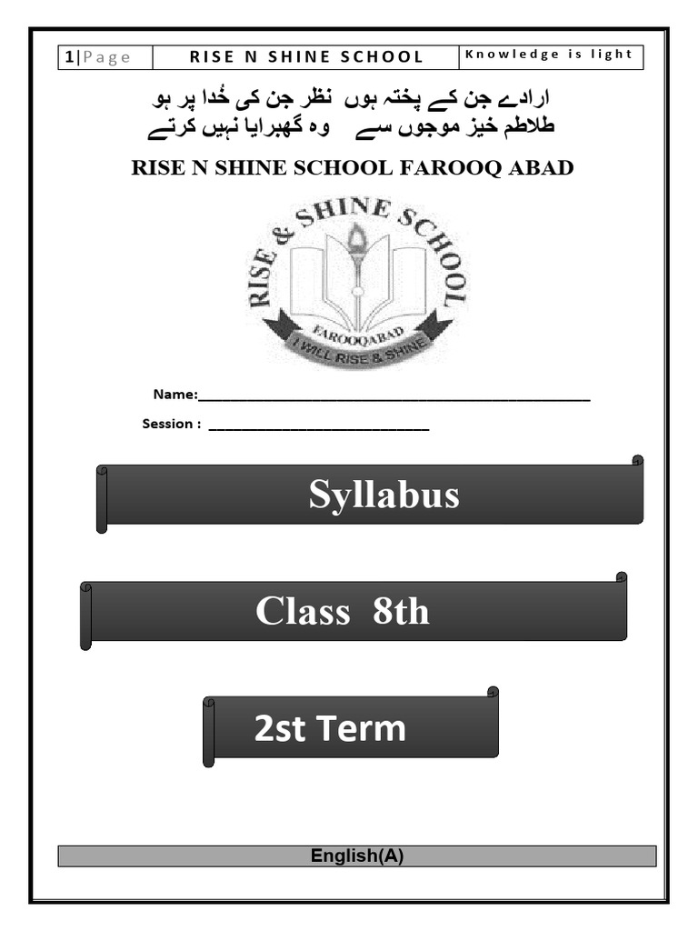 8th Class Syllabus | PDF