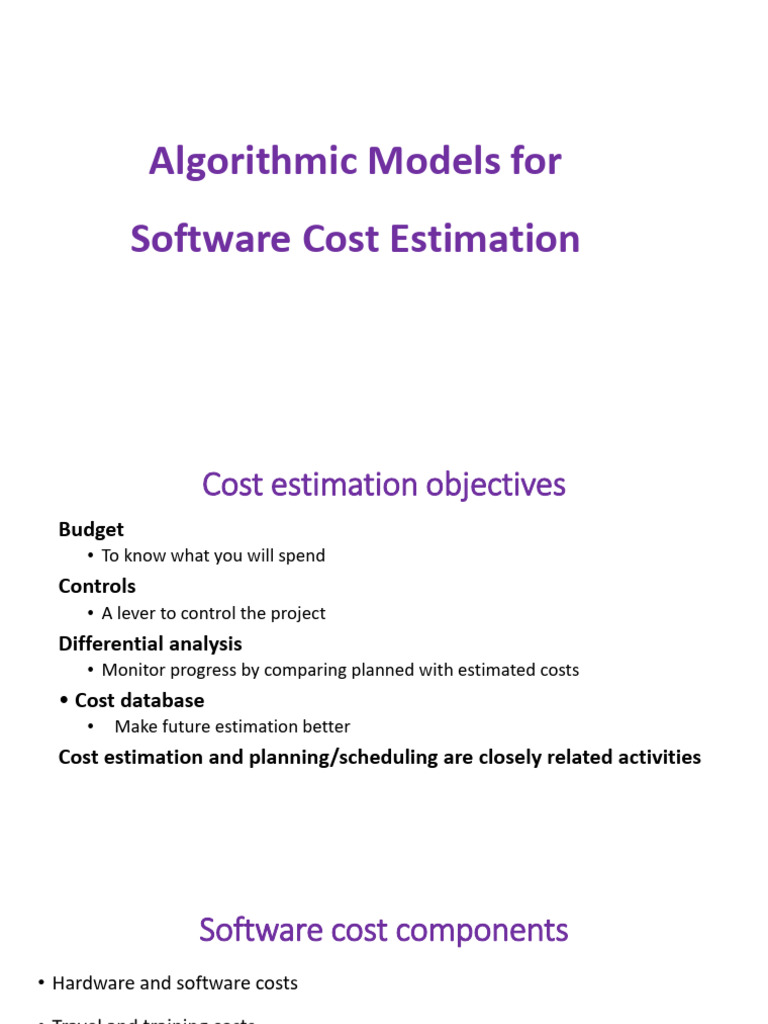 5 Algorithmic Models For Software Cost Estimation 02 02 2024 Pdf Computing